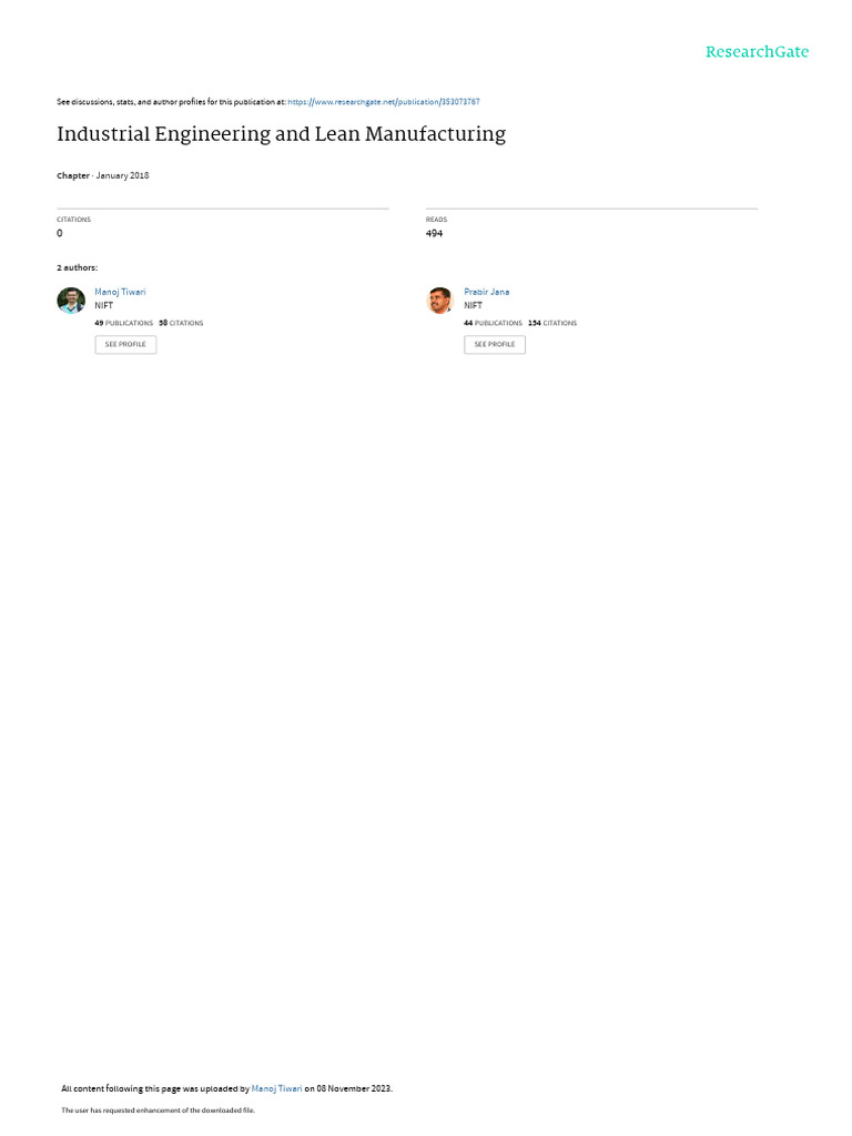 IndustrialEngineeringandLeanManufacturing | PDF | Lean Manufacturing | Industrial Engineering