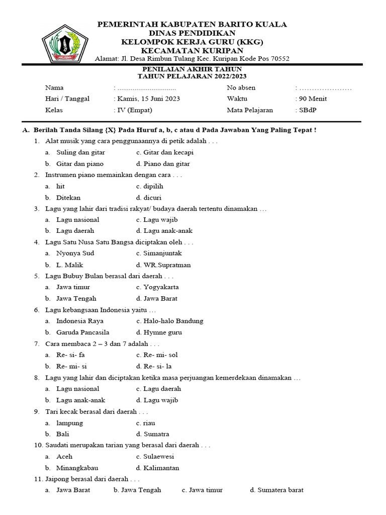 SBDP KLS 4 TA 2022-2023 | PDF | Seni