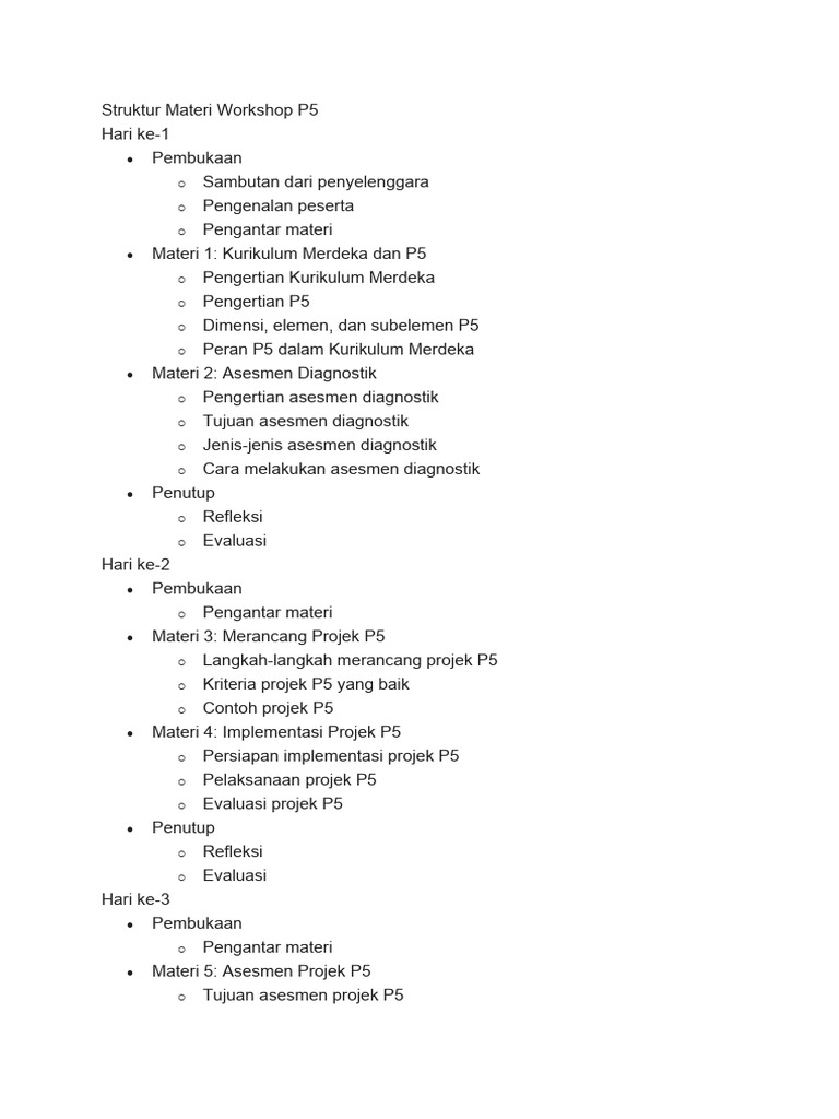 Struktur Materi Workshop p5 | PDF