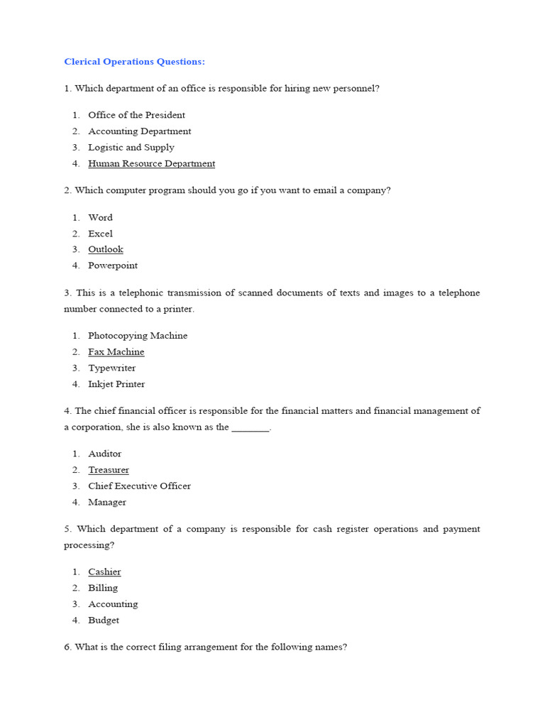 Clerical Operations Questions | PDF | Invoice | Receipt