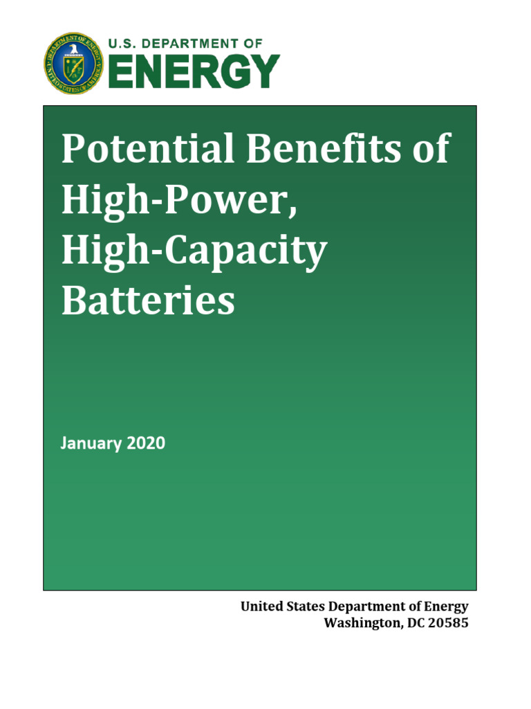 Potential Benefits of High Powered Batteries Report | PDF | Energy ...