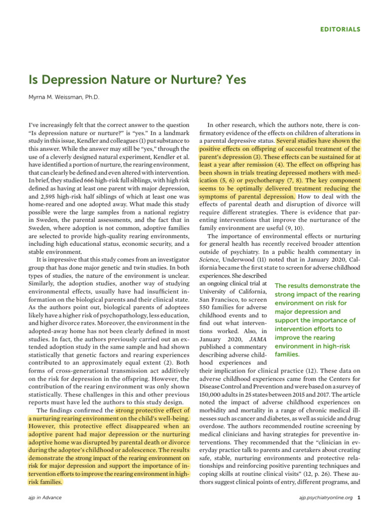 Yes Depression Is Nature or Nature | PDF | Major Depressive Disorder ...