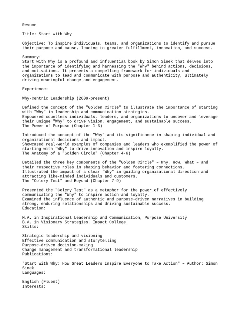 Start With Why - Summary | PDF