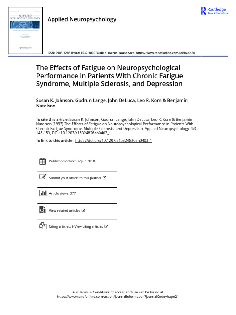 Read - The Effects of Fatigue On Neuropsychological Performance in ...