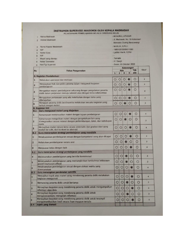 24.2 Instrumen Supervisi | PDF