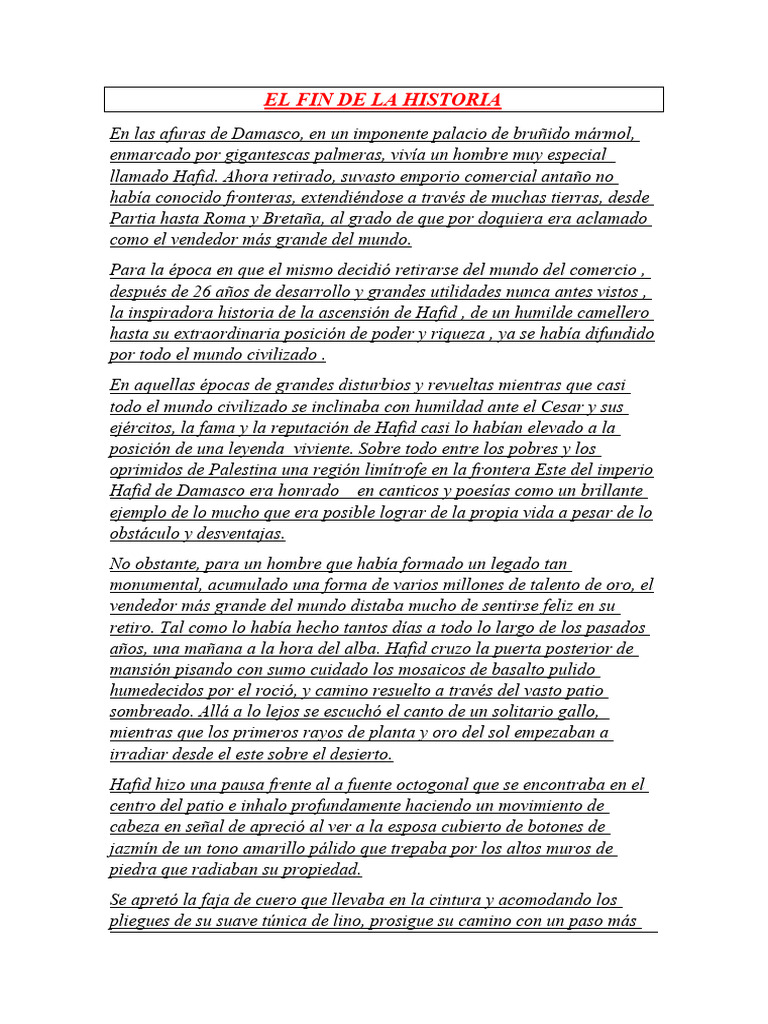 La Leyenda de Hafid: Vendedor y Retiro | PDF