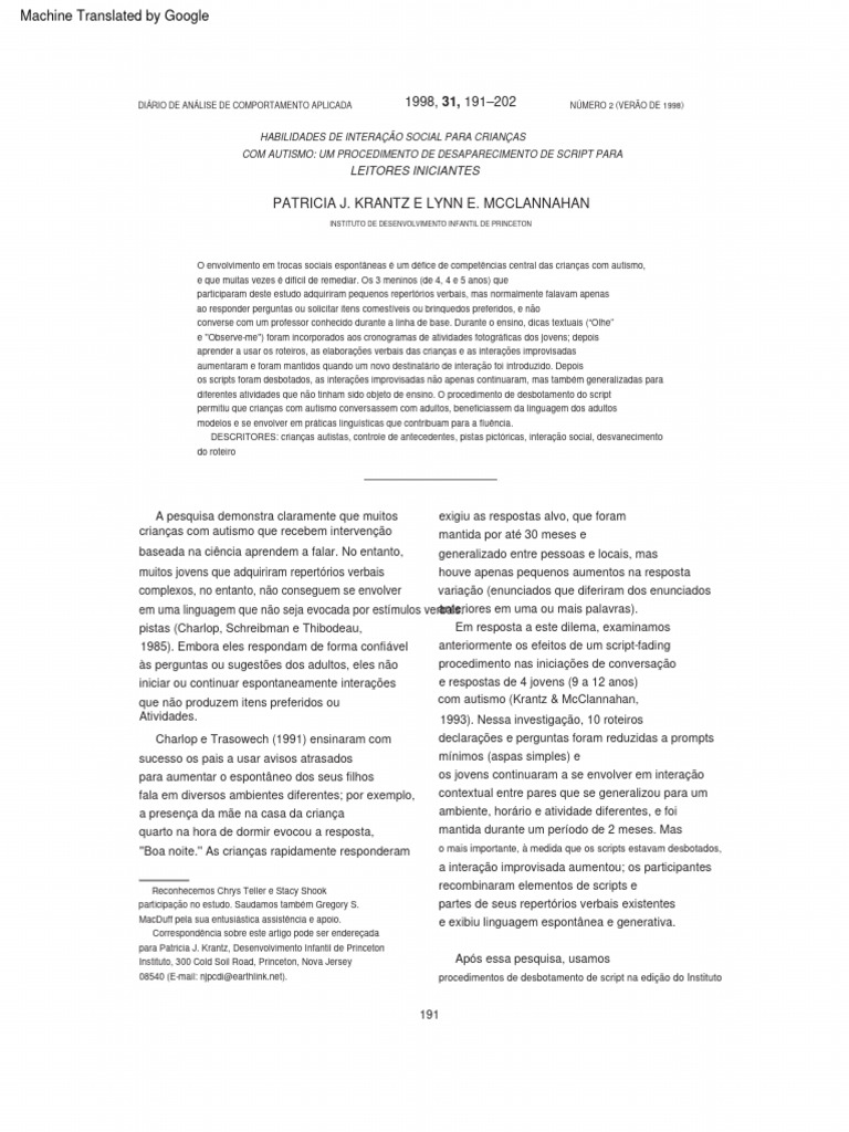 Habilidades Interação Social - Trad | PDF | Espectro do autismo ...