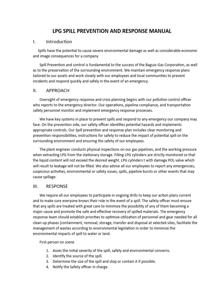 LPG Spill Prevention and Response Manual | PDF | Liquefied Petroleum ...