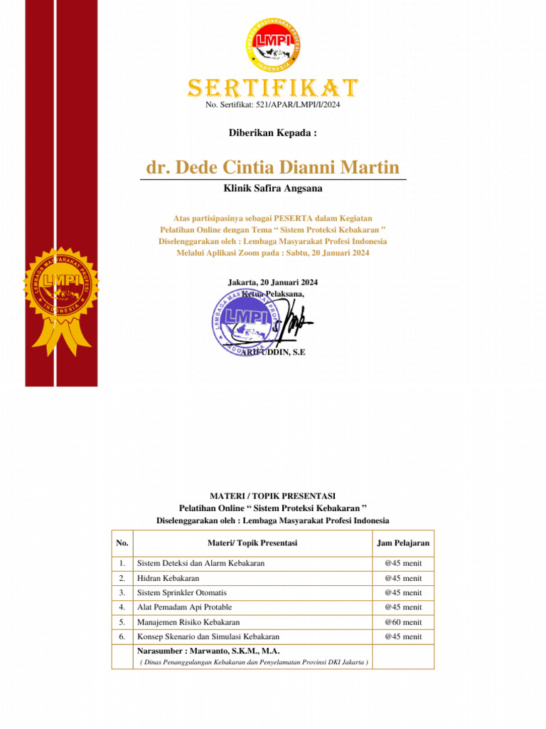 Dr. Dede Cintia Dianni Martin - Klinik Safira Angsana | PDF