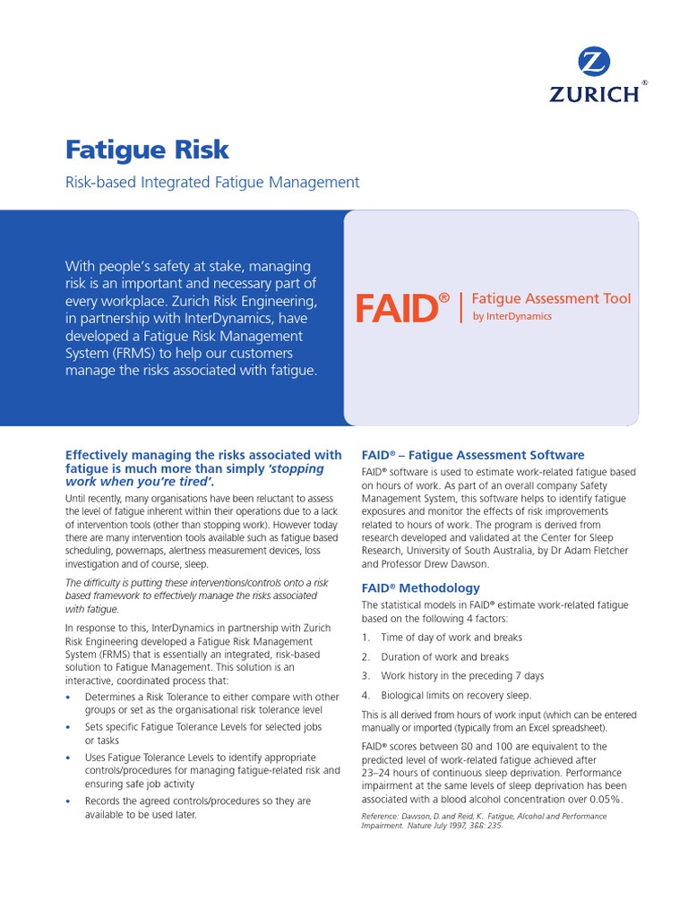 Fatigue Risk Management Flyer | PDF | Risk | Risk Management