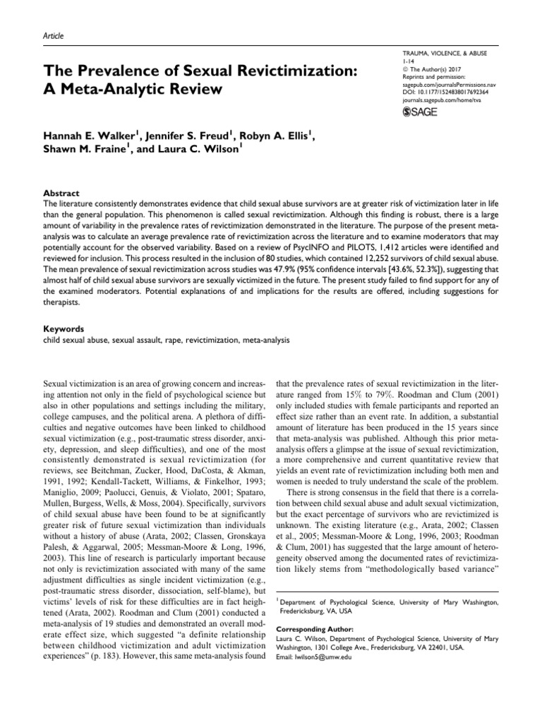 The Prevalence of Sexual Revictimization | PDF | Meta Analysis ...