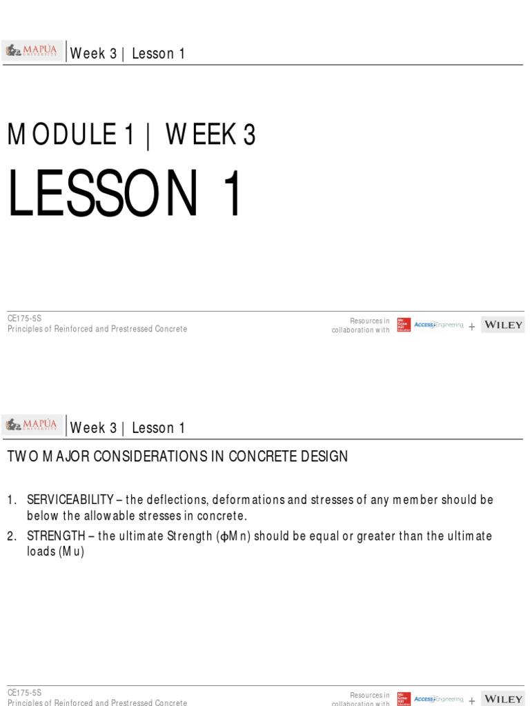 MOD1 WK3 Lesson1 | PDF | Prestressed Concrete | Reinforced Concrete