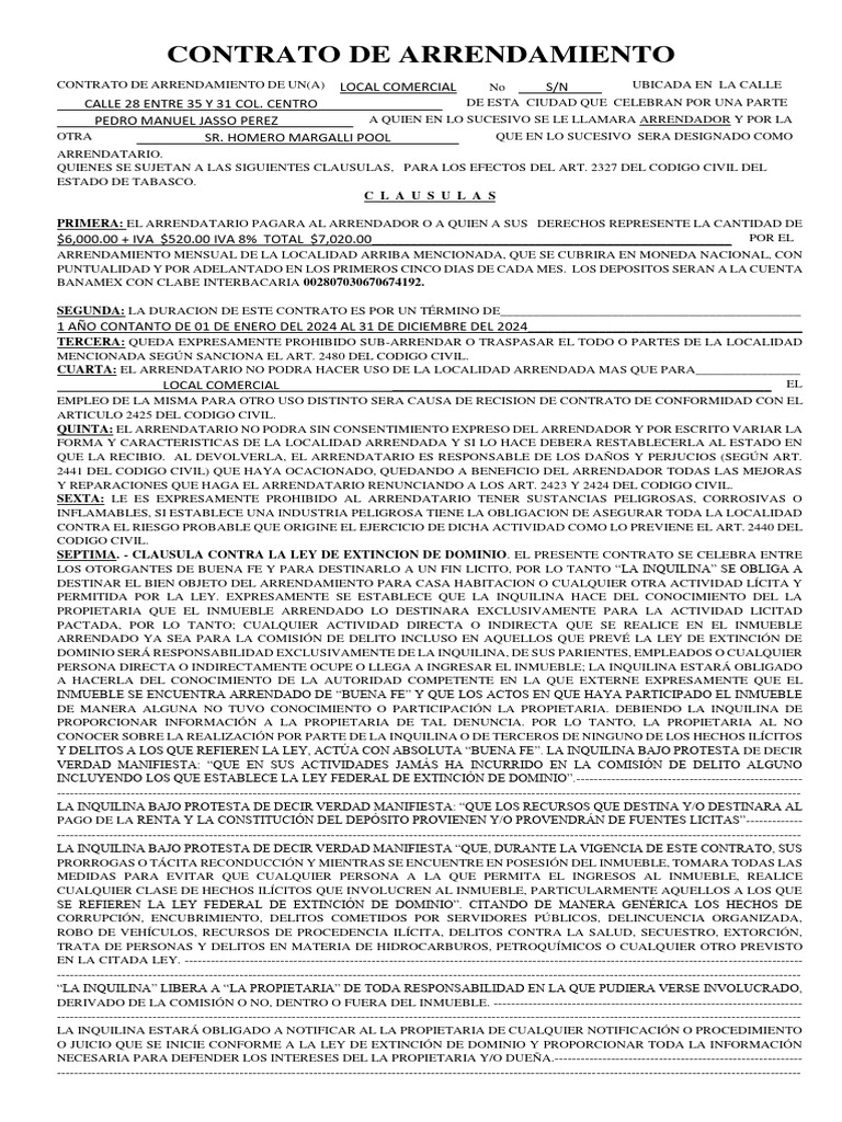 Contrato Pedro Jasso Perez | PDF | Derecho privado | Derecho civil ...