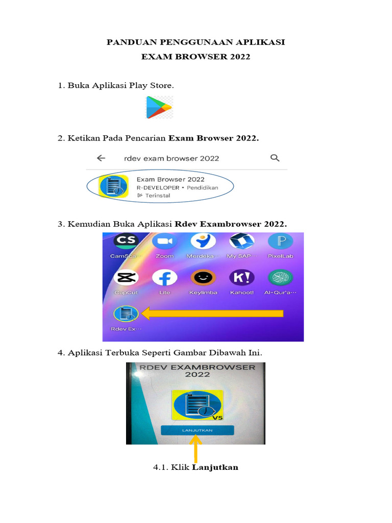 Panduan Aplikasi Rdev Exam 2022 | PDF