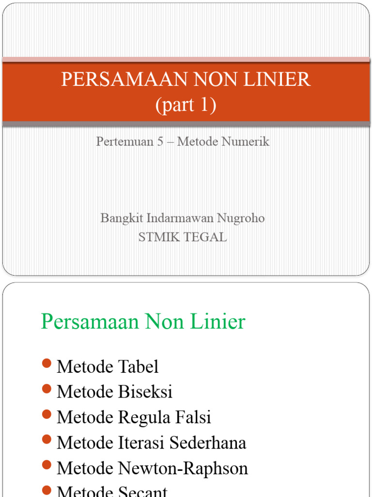 Persamaan Non Linier (Part 1) | PDF