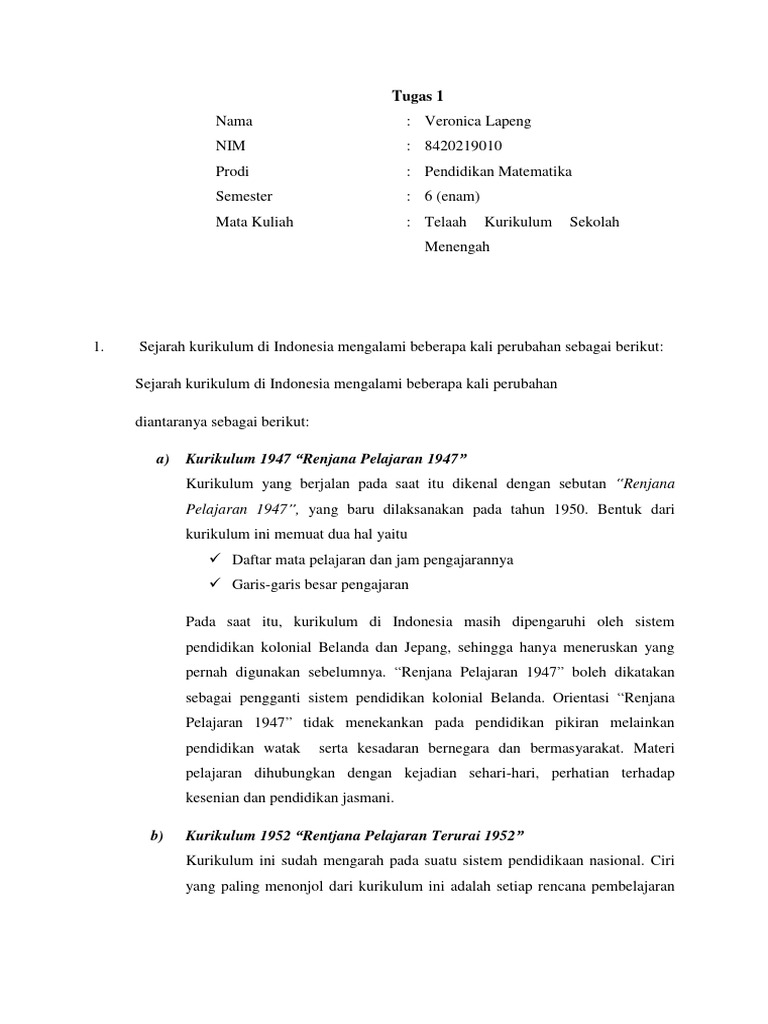 Sejarah dan Evolusi Kurikulum | PDF