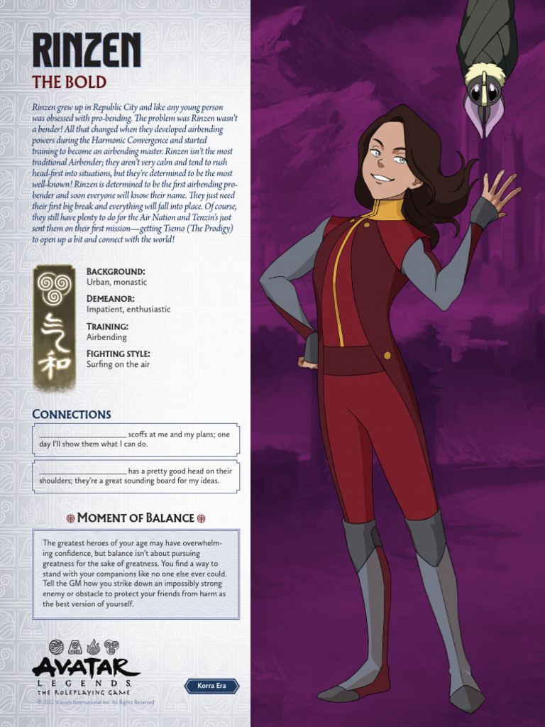 Avatar Legends RPG - Starter Set - Pregens - Korra Era | PDF
