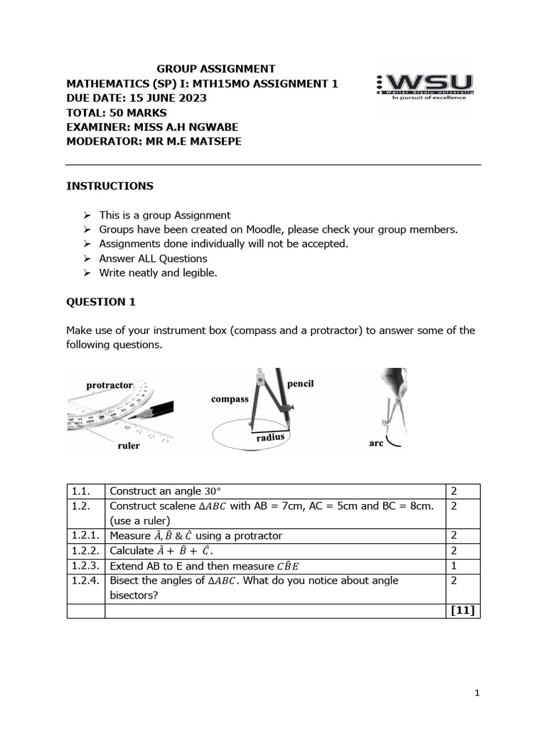 Group Assignment 1 | PDF | Triangle | Classical Geometry