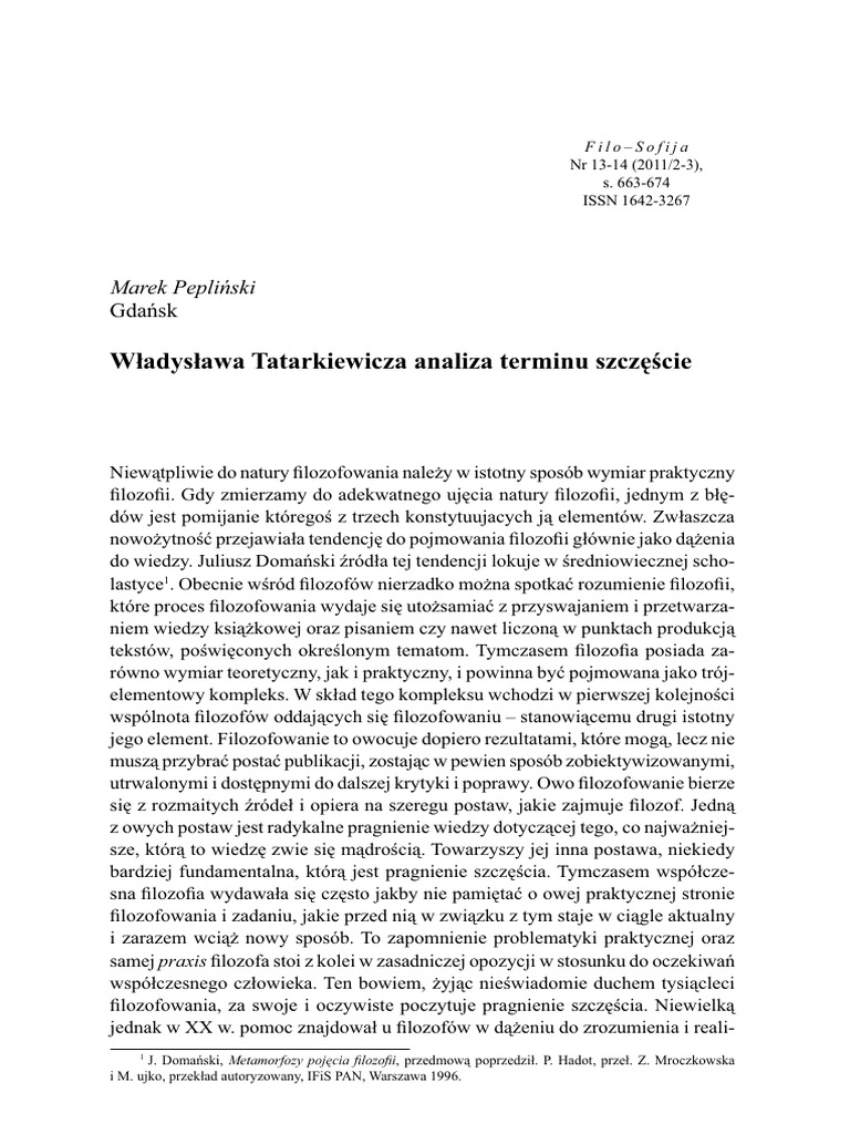 Tatarkiewicz Szczęście | PDF
