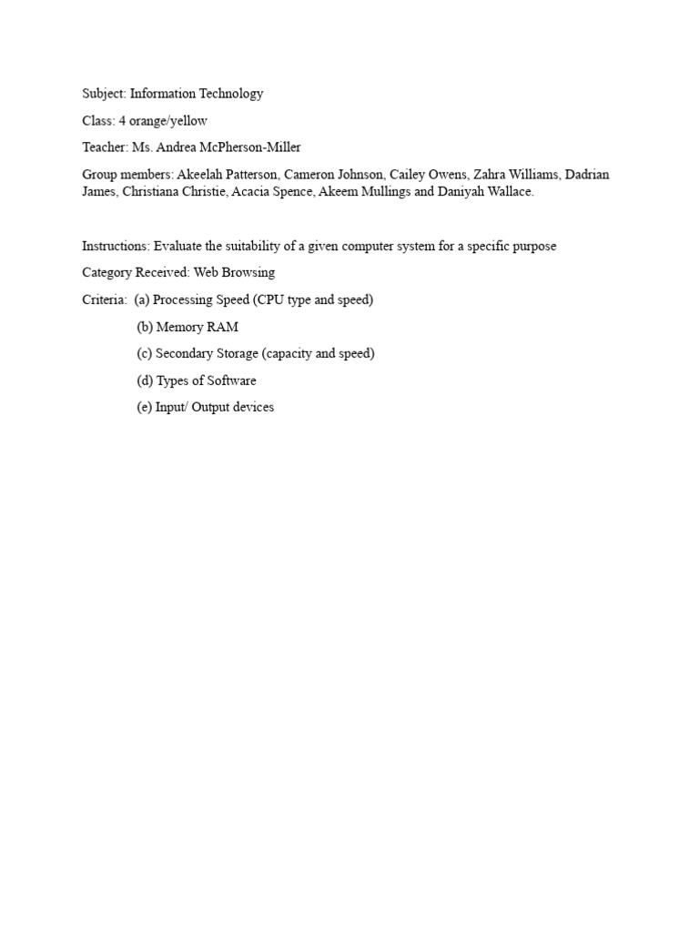 Information Technology - Web Browsing Group Work Assignment | PDF ...