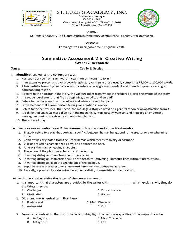 Assessment Creative Writing | PDF | Plot (Narrative)