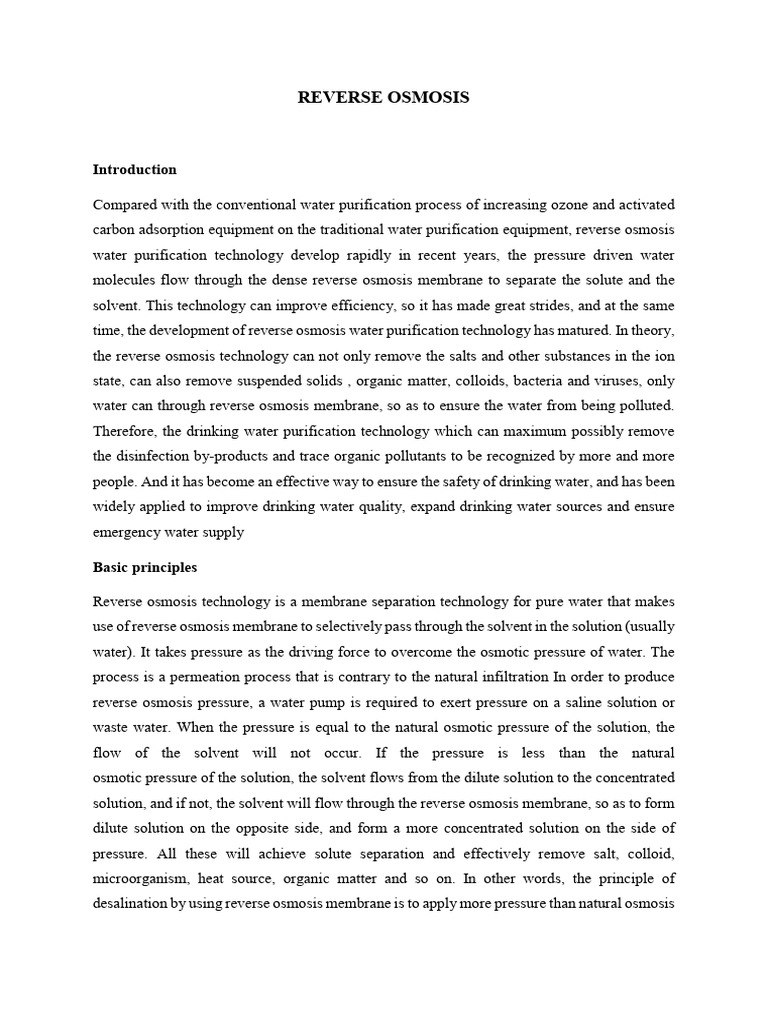 Reverse Osmosis | PDF | Osmosis | Water