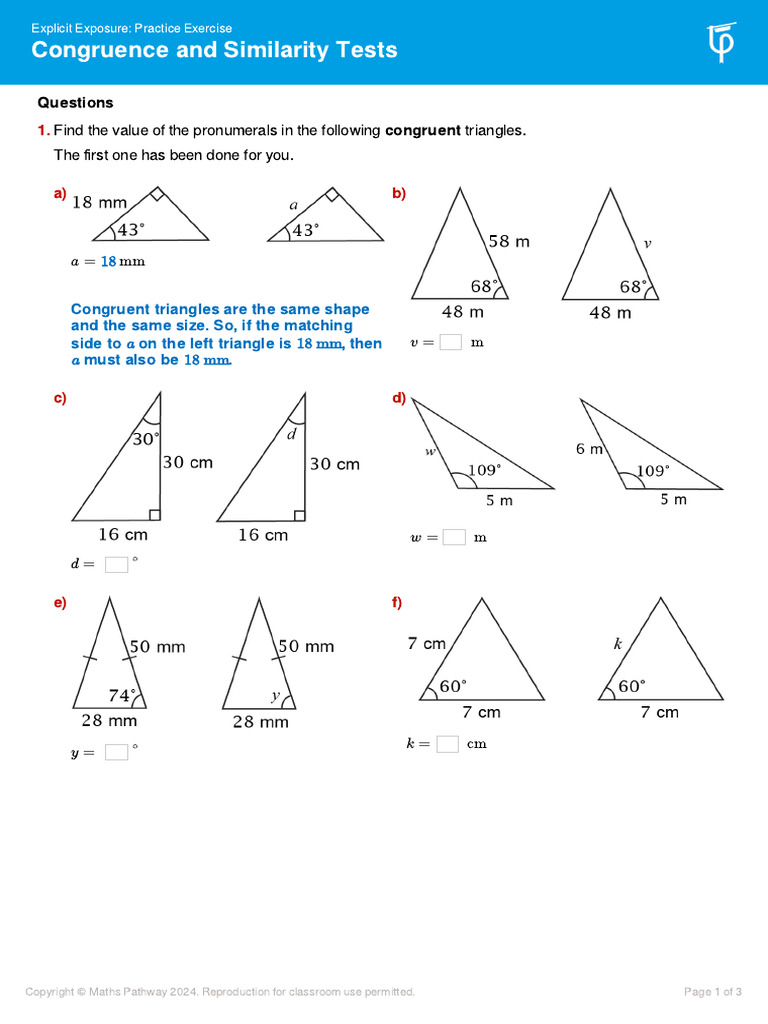 Congruence and Similarity Tests: 18 MM 18 MM M | PDF | Arithmetic ...