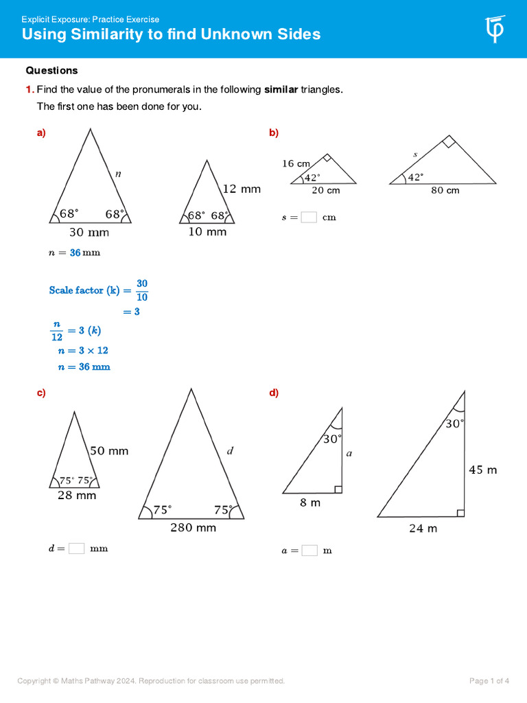 Using Similarity To Find Unknown Sides | PDF | Intellectual Works ...