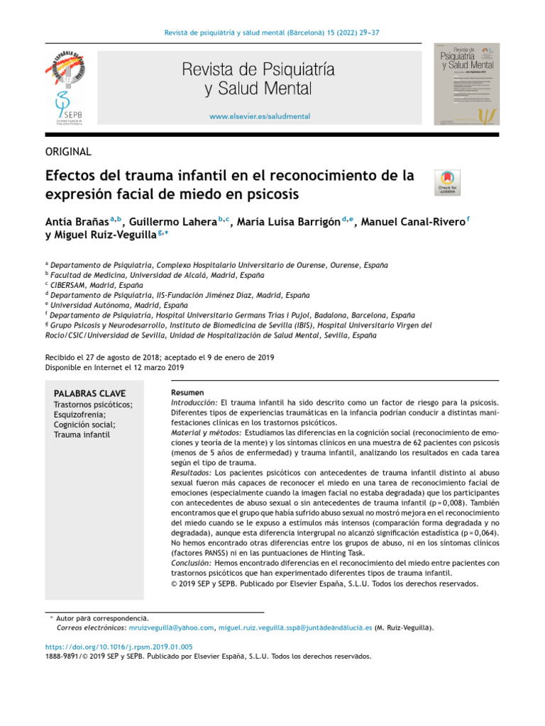 Efectos Del Trauma Infantil en El Reconocimiento de La Expresion Facial ...
