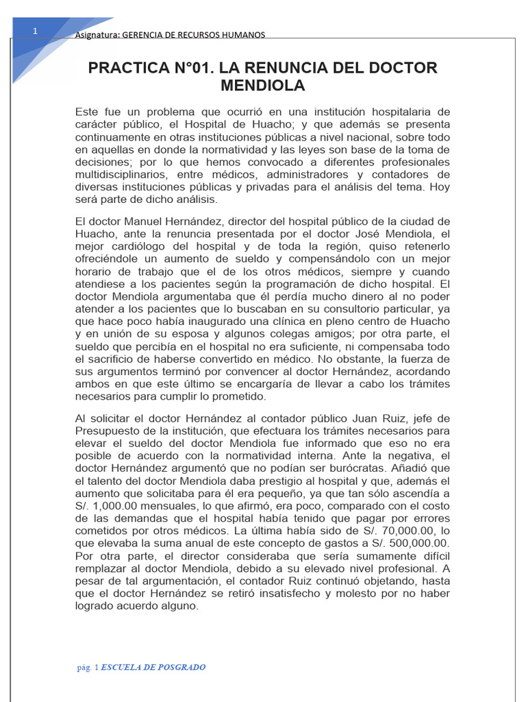 Renuncia del Doctor Mendiola en Huacho | PDF | Hospital | Presupuesto