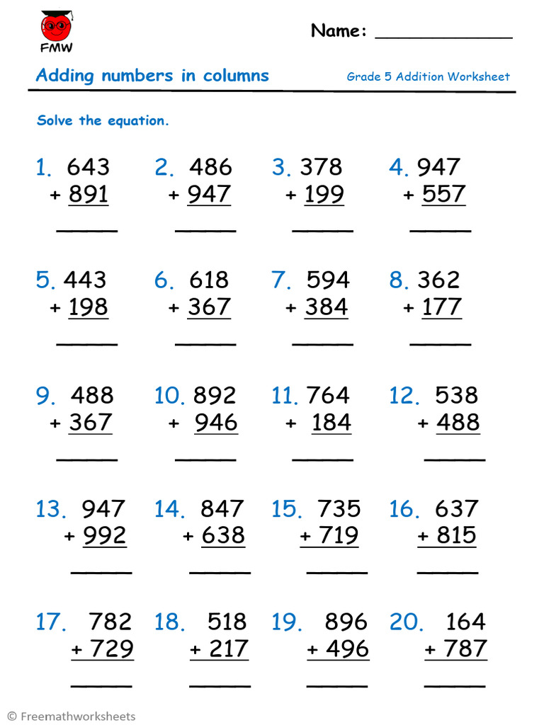 Grade-5-Addition-Worksheet-1 | PDF