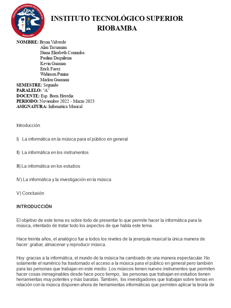 Exposicion de Informatica Musical | PDF | Guitarras | Informática