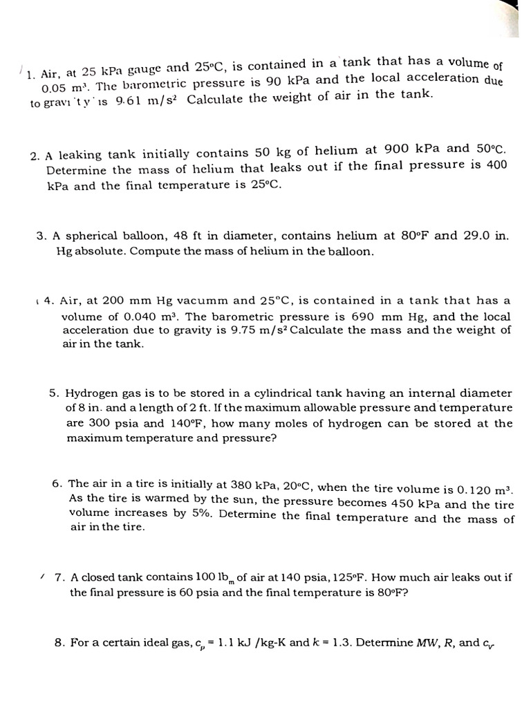 Assignment Ideal Gas Problem | PDF | Physical Chemistry | Physics