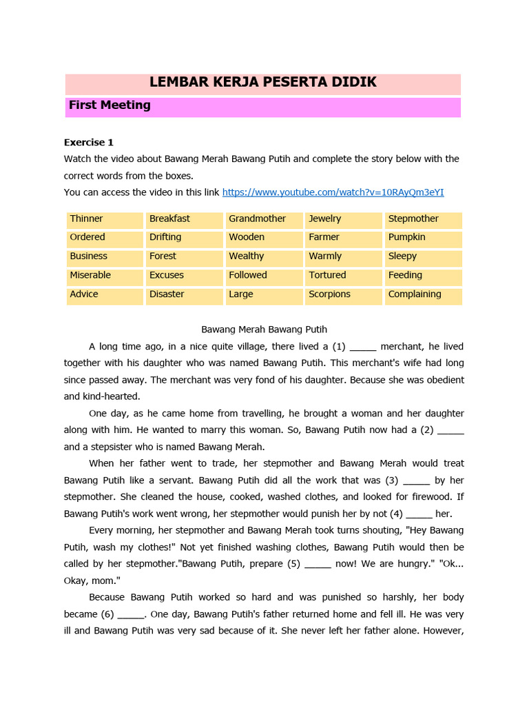 Narrative Text Worksheet | PDF | Pinocchio