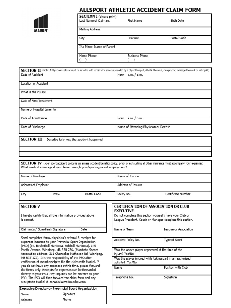 Athletic Accident Claim Form (2022-23) - Final | PDF | Deductible ...