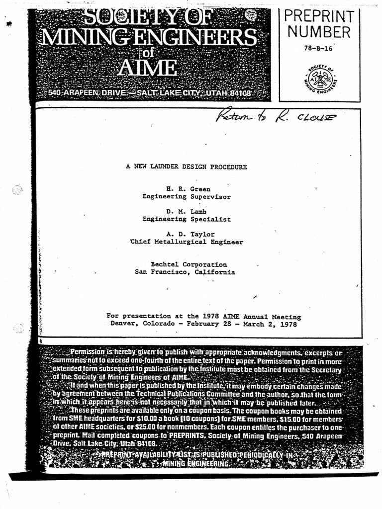 A New Launder Design Procedure | PDF