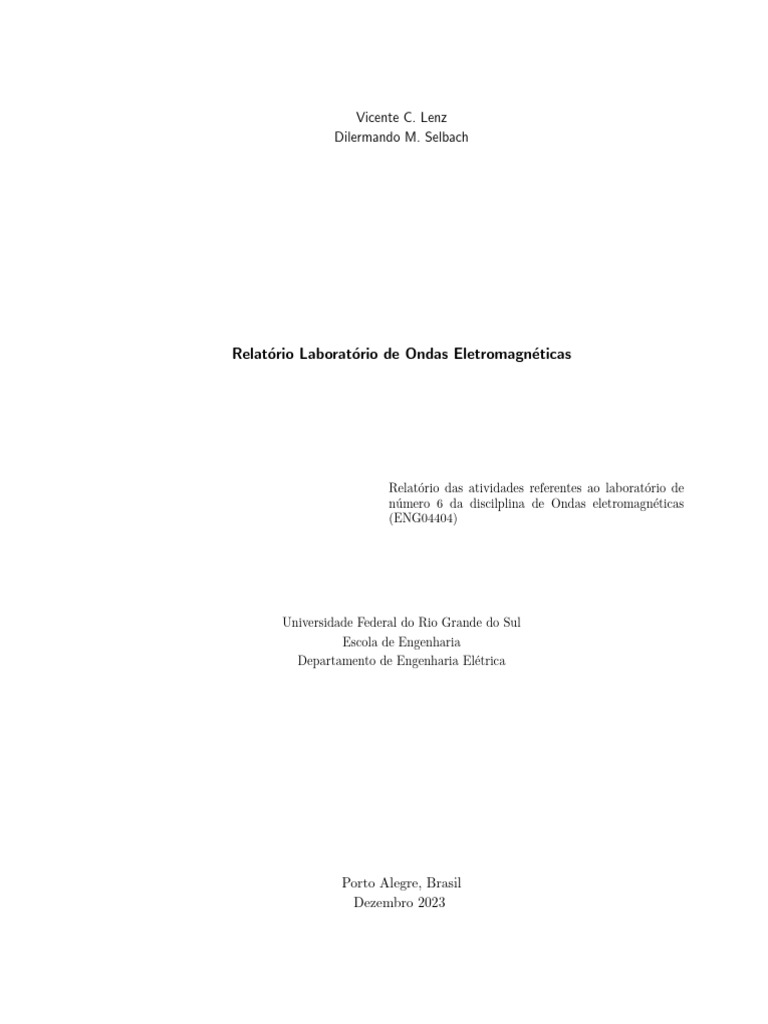 Laboratório VI - Vicente - Dilermando | PDF | Ondas | Rede elétrica