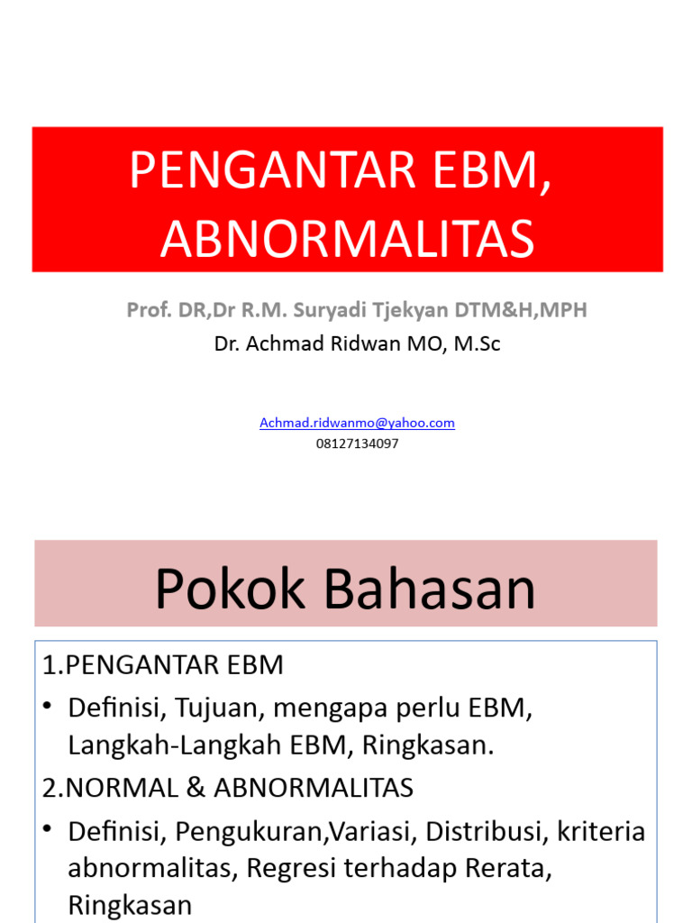 #1.pengantar EBM-Abnormalitas-2023 | PDF
