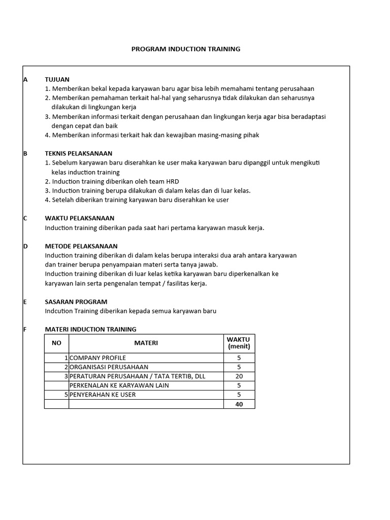 Materi Induction Training | PDF