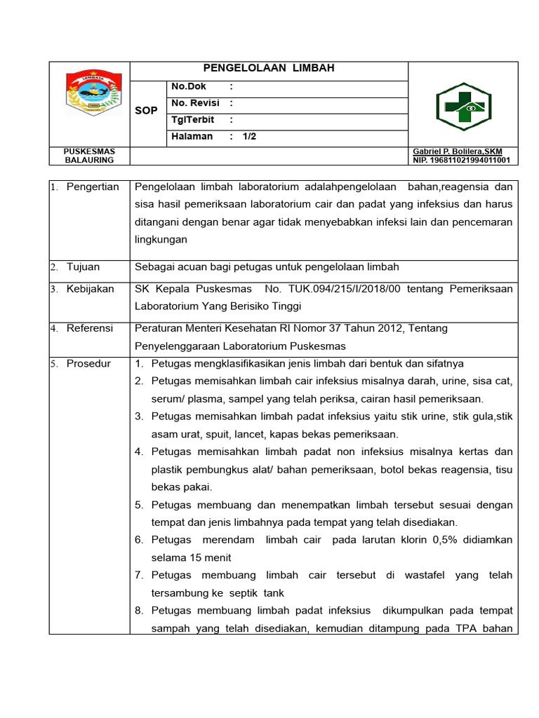 Ep.11 SOP PENGELOLAAN LIMBAH | PDF