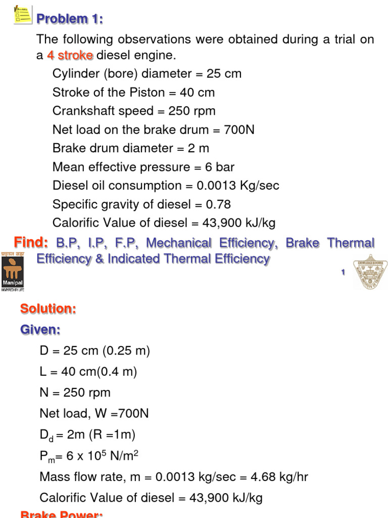 I C Engines Numericals | Download Free PDF | Diesel Engine | Engines