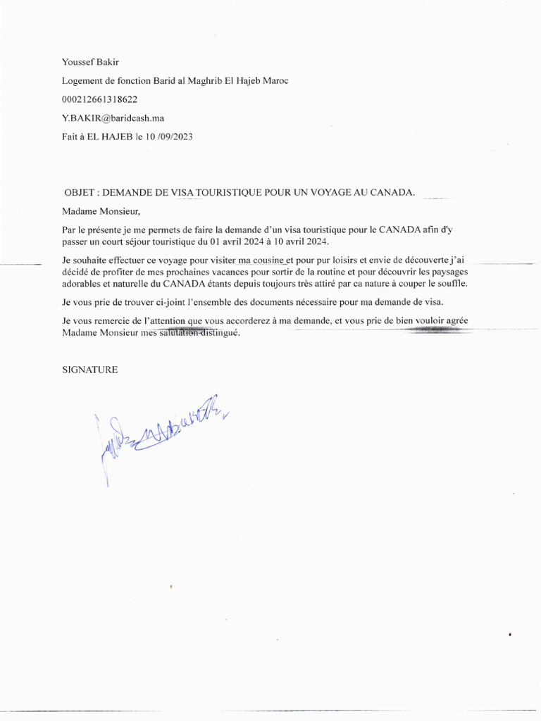 Lettre Explicatif Youssef Bakir | PDF