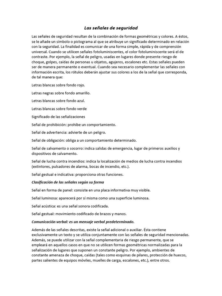 Las Señales de Seguridad | PDF