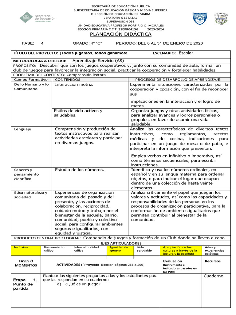 Plan Clase Primaria Segundo Grado | PDF | Aprendizaje | Educación primaria