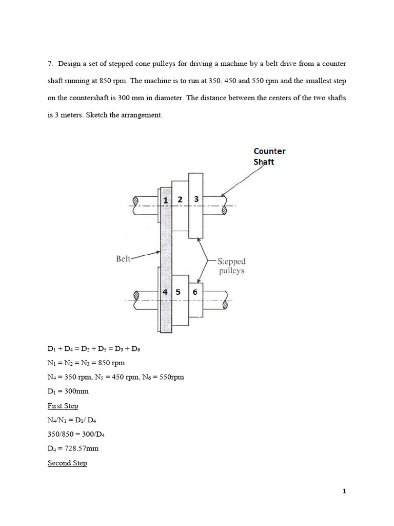 Stepped Belt Drive Design Calculations | PDF