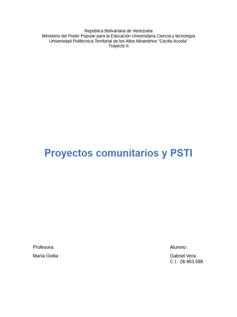Proyectos Comunitarios en Venezuela | PDF | Planificación | Seguridad ...