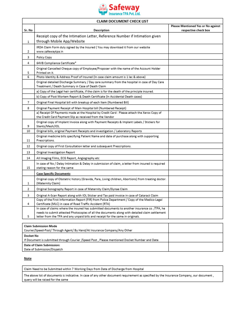 Check List Safewaytpa | PDF | Receipt | Cheque