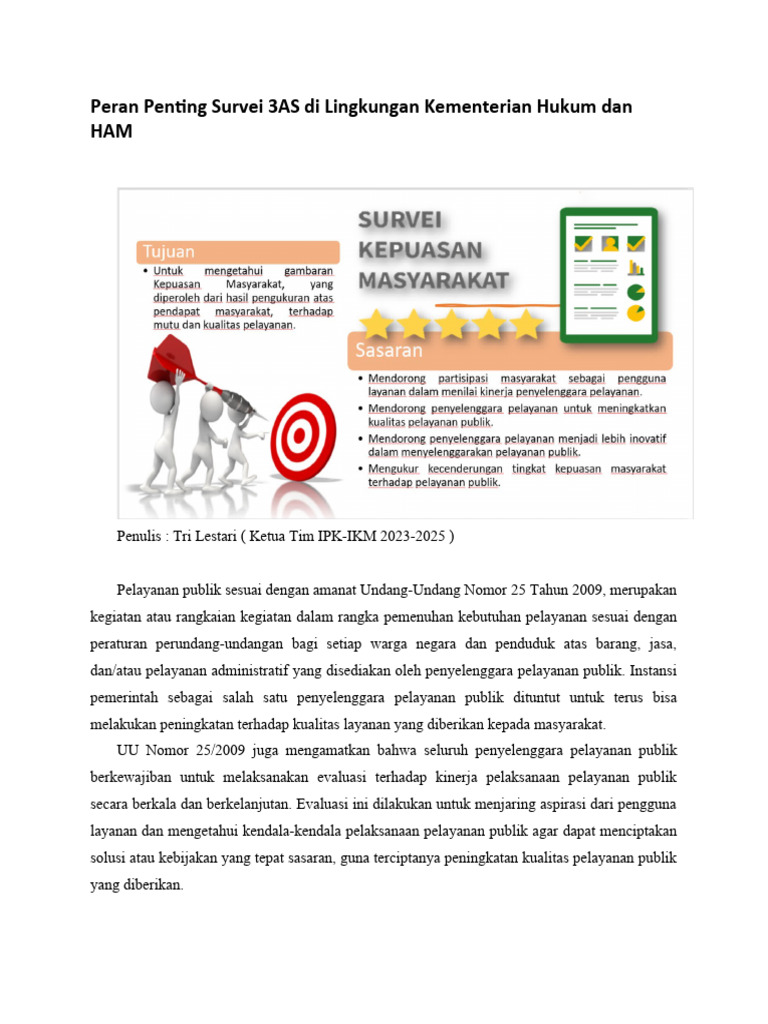 Survei 3AS untuk Kualitas Layanan Kemenkumham | PDF