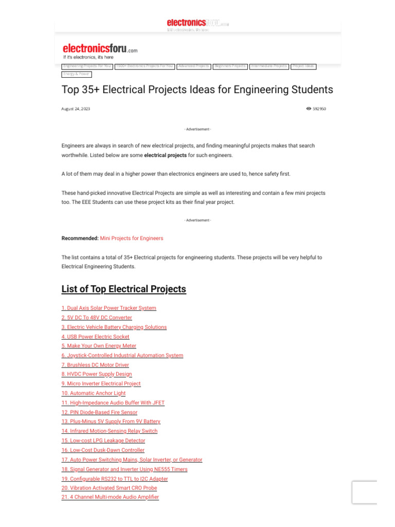Top Electrical Projects for Students | PDF | Power Inverter | Direct ...