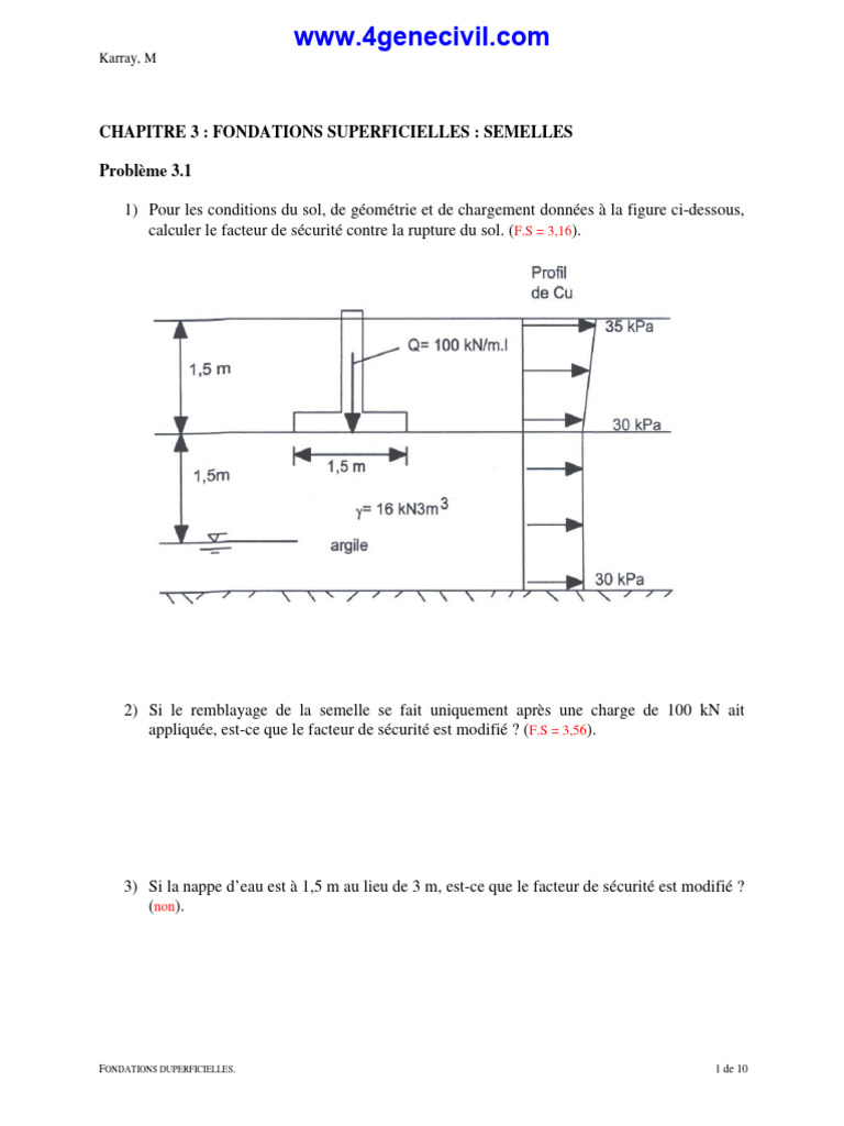Exercice Correction 1 Watermark | PDF | Fondation (construction) | Ingénierie des structures